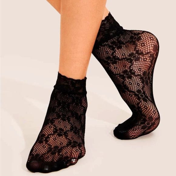 Rebellious Rose | Accessories | Lace Trim Sheer Mesh Socks 3pairs ...